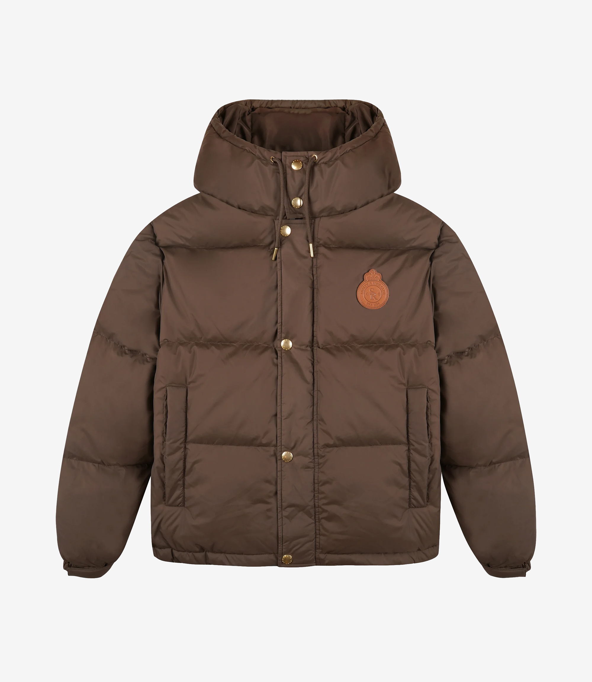 Shop Sporty & Rich Crown Puffer Jacket Chocolate at itk online store
