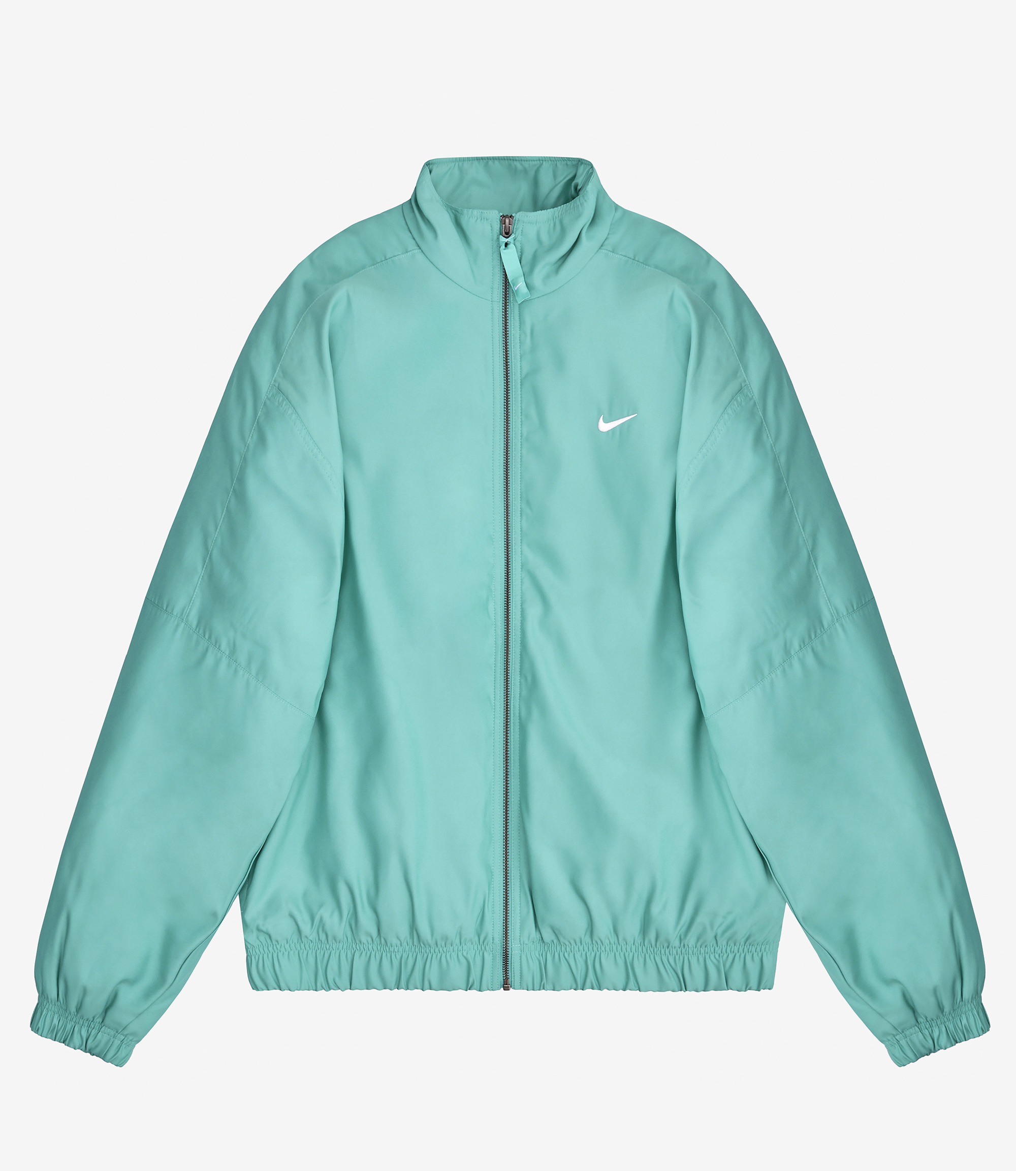 Shop NikeLab Solo Swoosh Satin Bomber Jacket Washed Teal/White at itk ...