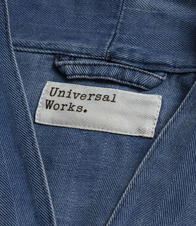 Shop Universal Works Kyoto Work Jacket Herringbone Denim Faded Indigo ...