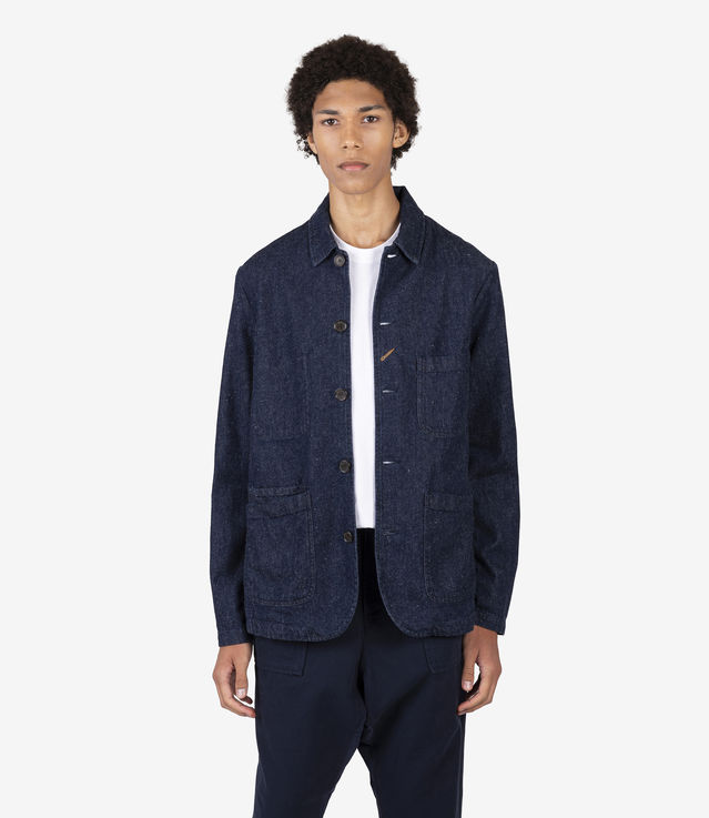 Shop Universal Works Bakers Jacket Future Denim Indigo at itk online store