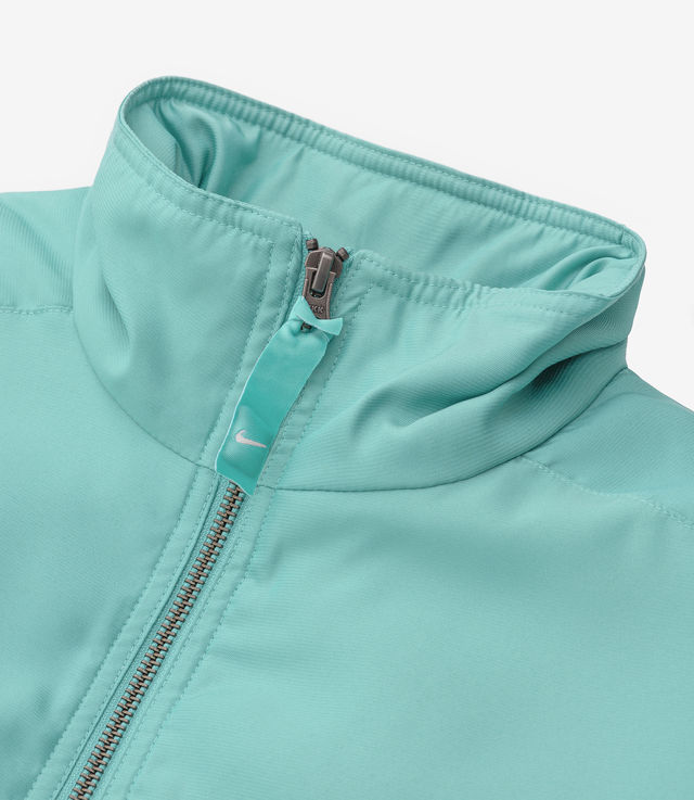 Shop NikeLab Solo Swoosh Satin Bomber Jacket Washed Teal/White at itk ...