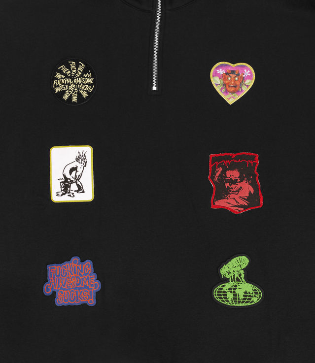 Shop Fucking Awesome Patches 1/4 Zip Black at itk online store Shop Fucking Awesome Patches 1/4 Zip Black at itk online store